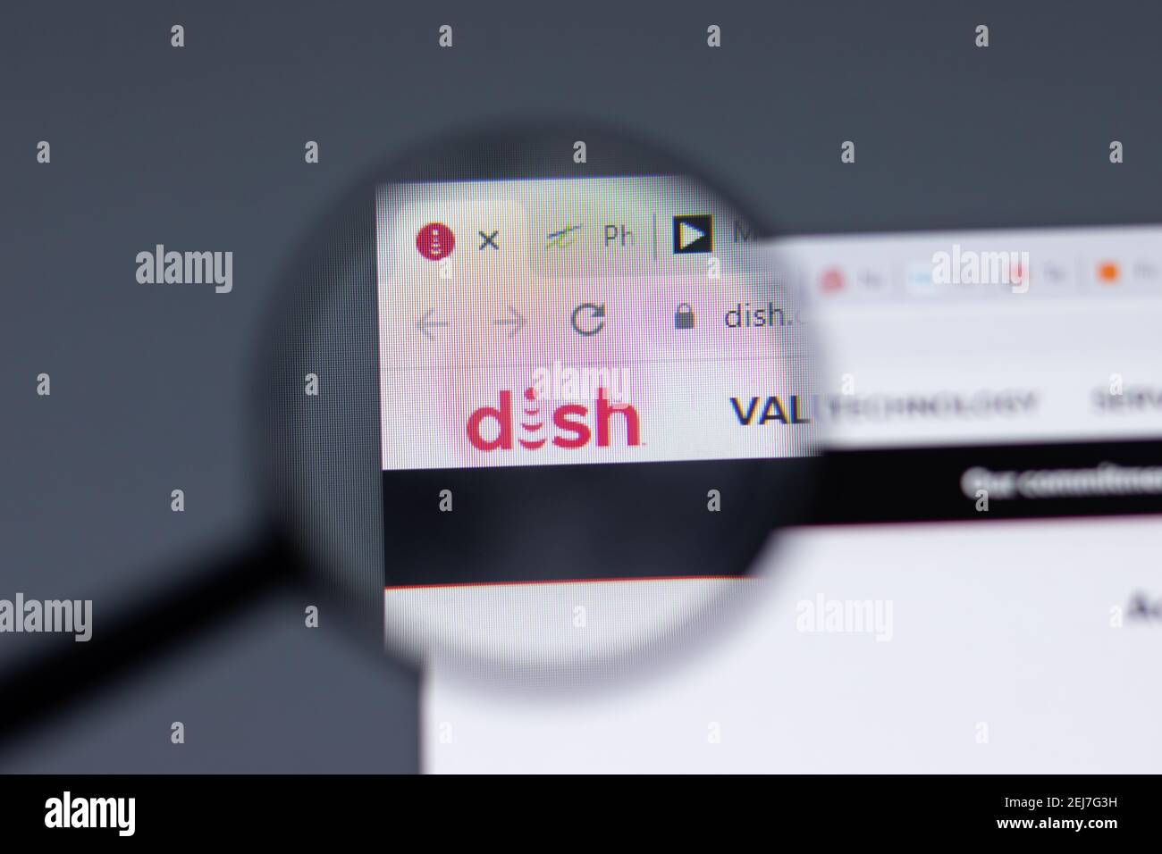 New York, USA - 17 February 2021: DISH Network logo close up on website ...