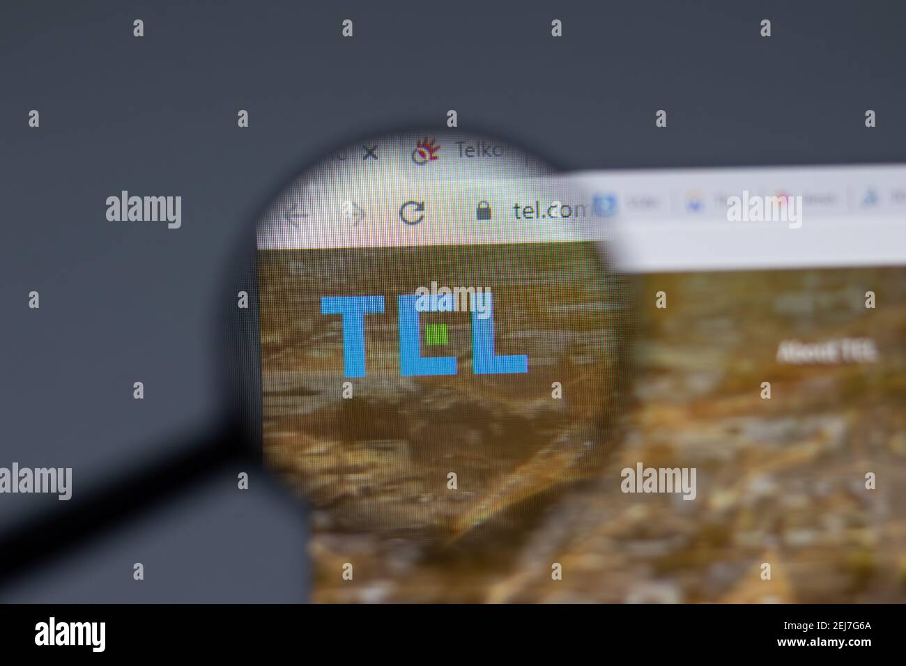 New York, USA - 17 February 2021: TEL Tokyo Electron logo close up on ...