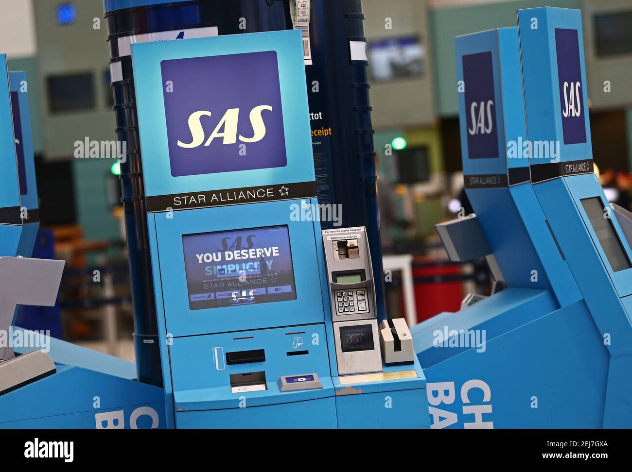 LANDVETTER, SWEDEN- 18 NOVEMBER 2017:The airline SAS at Gothenburg ...