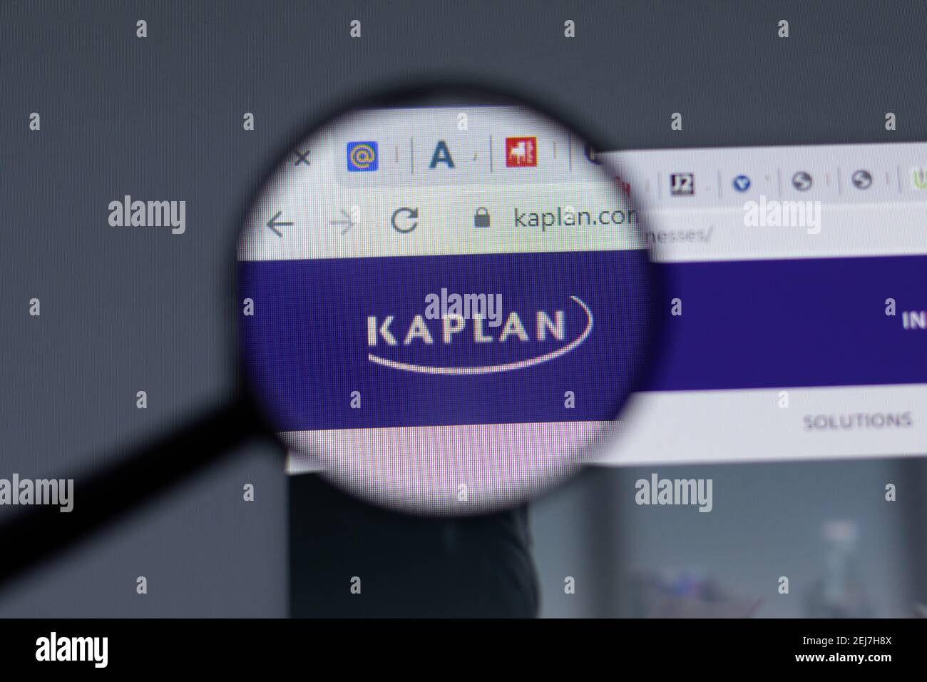 New York, USA - 17 February 2021: Kaplan logo close up on website page ...