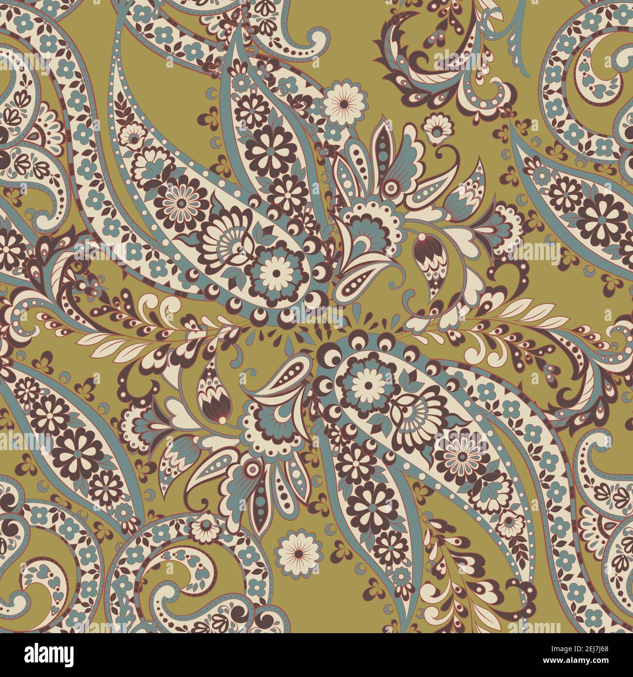 Damask paisley seamless vector pattern. Floral vintage background Stock ...