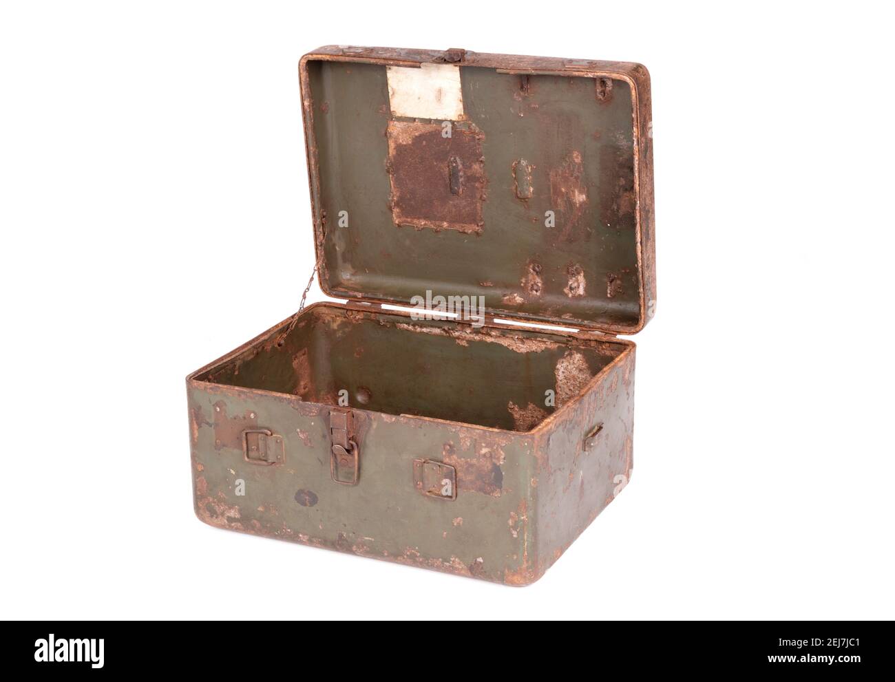Old rusted green army case, isolated on white Stock Photo - Alamy