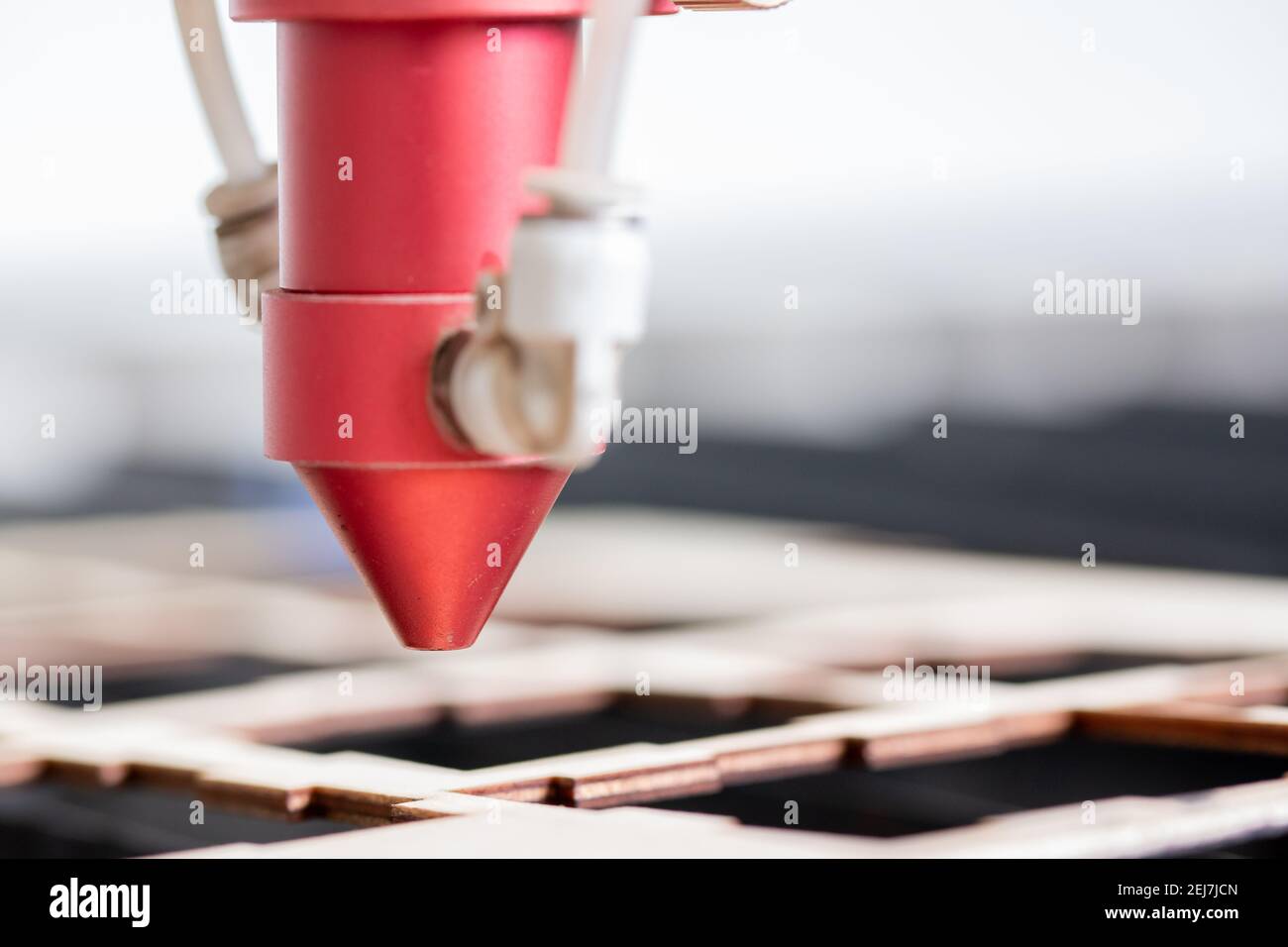 Laser CNC cutting wood. Modern machine industrial technology Stock ...