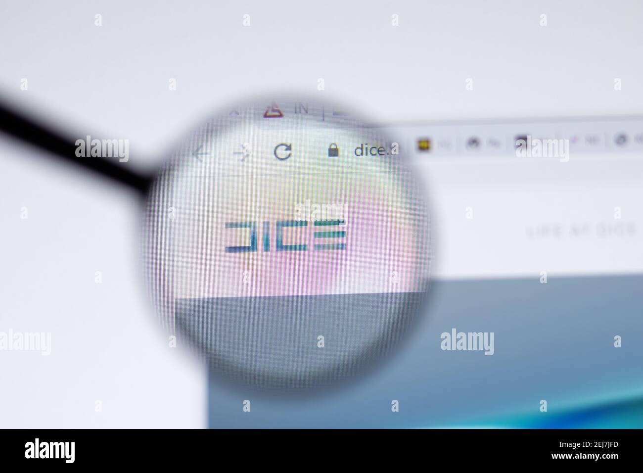 New York, USA - 17 February 2021: EA Dice logo close up on website page ...