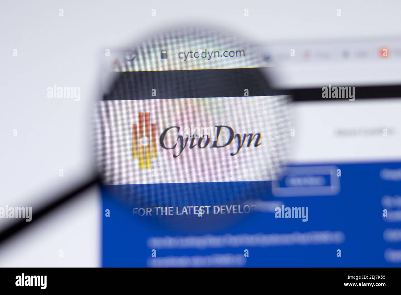 New York, USA - 17 February 2021: CytoDyn logo close up on website page ...