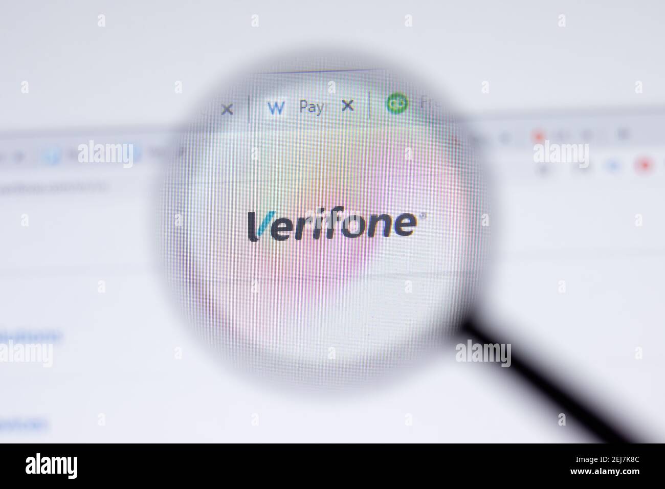 New York, USA - 17 February 2021: Verifone logo close up on website ...