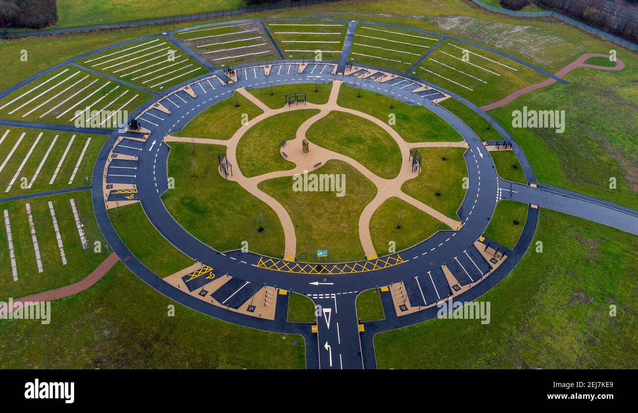 Aerial view of a new cemetery which has been built at Peel House Lane ...