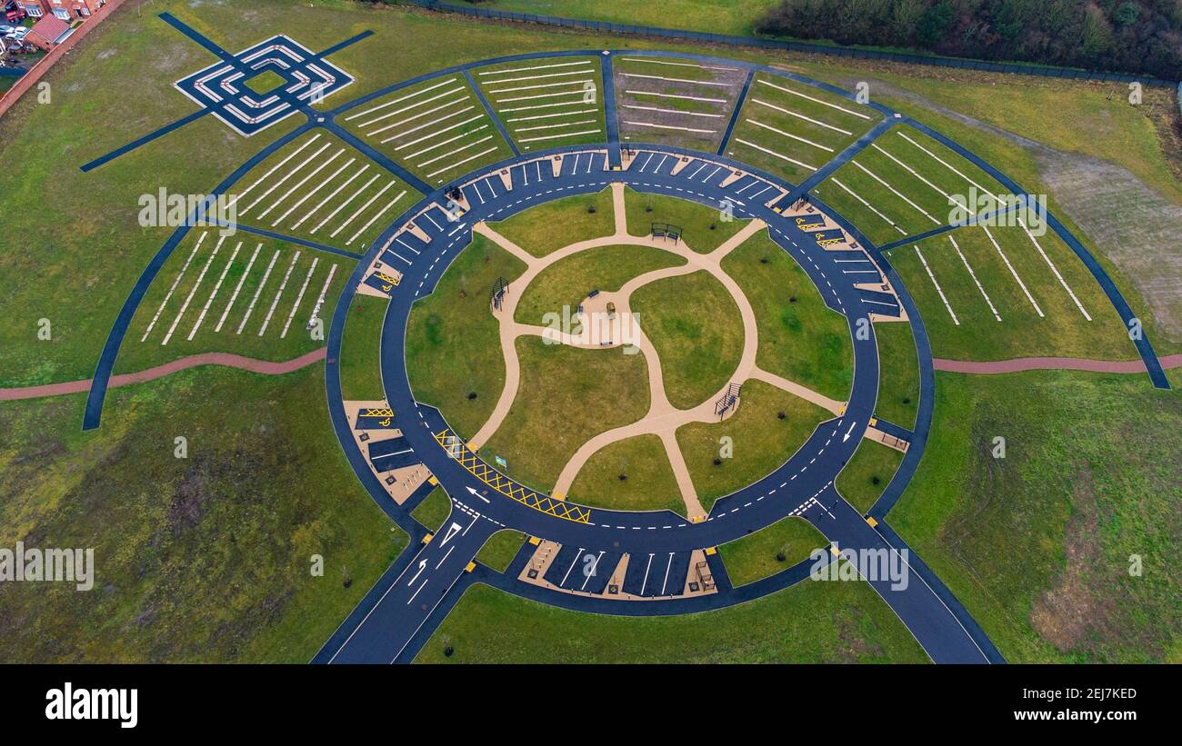 Aerial view of a new cemetery which has been built at Peel House Lane ...