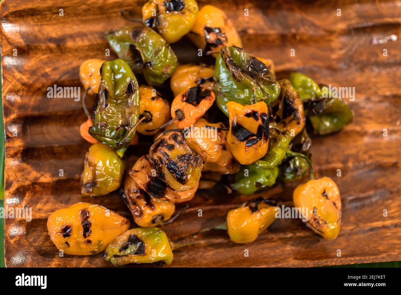 lightly burned habanero peppers for spicy Stock Photo - Alamy