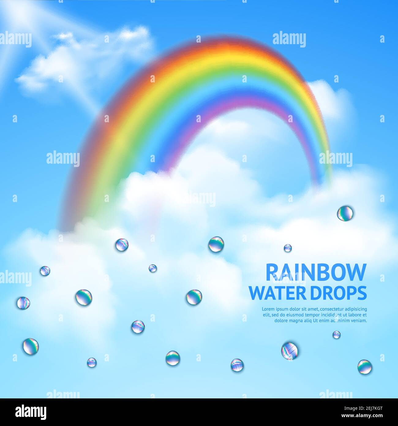 Rainbow hidden in clouds abstract realistic poster with transparent ...