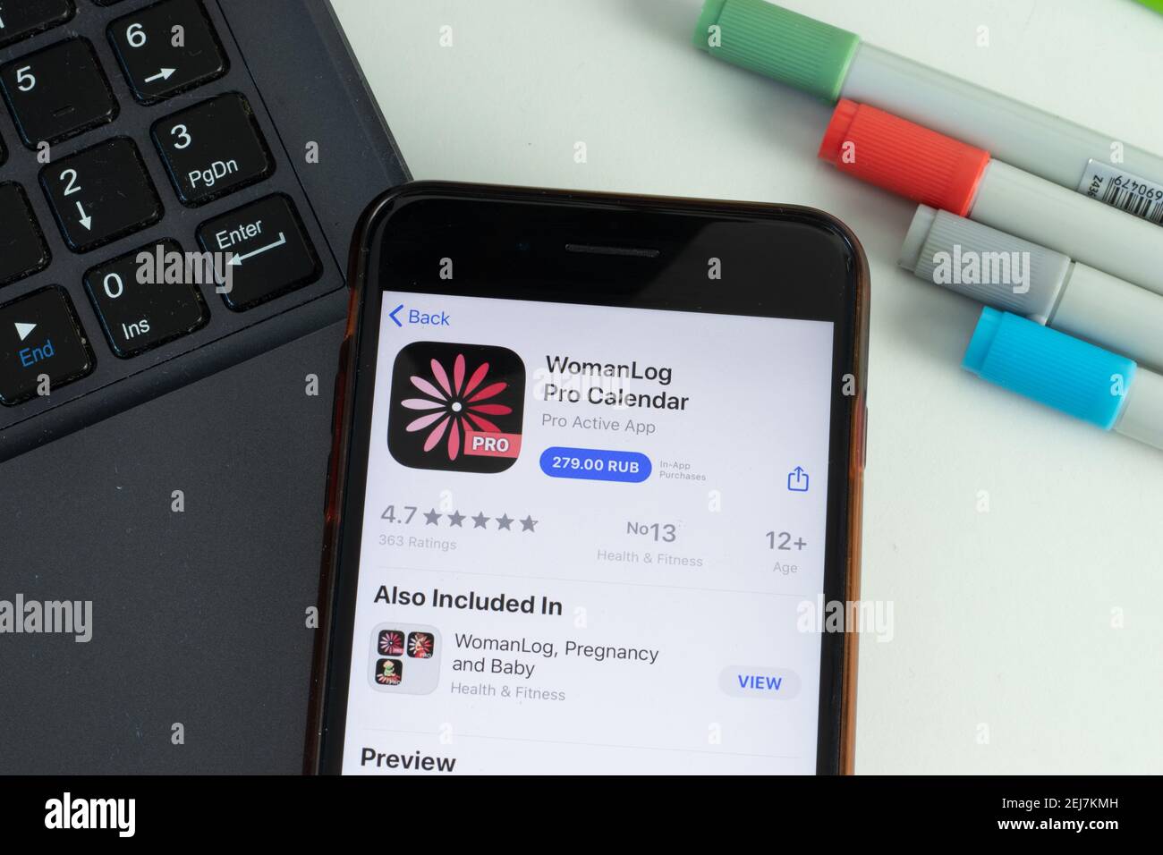 New York, USA - 17 February 2021: WomanLog Pro Calendar mobile app icon ...