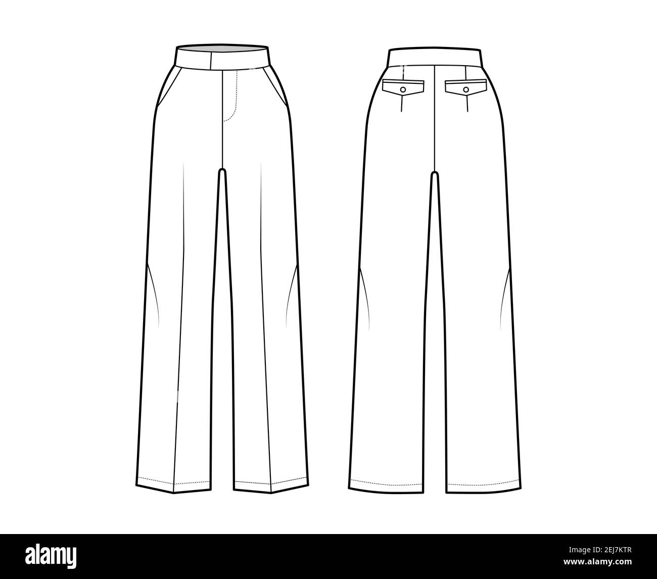 Pants tailored technical fashion illustration with extended normal ...