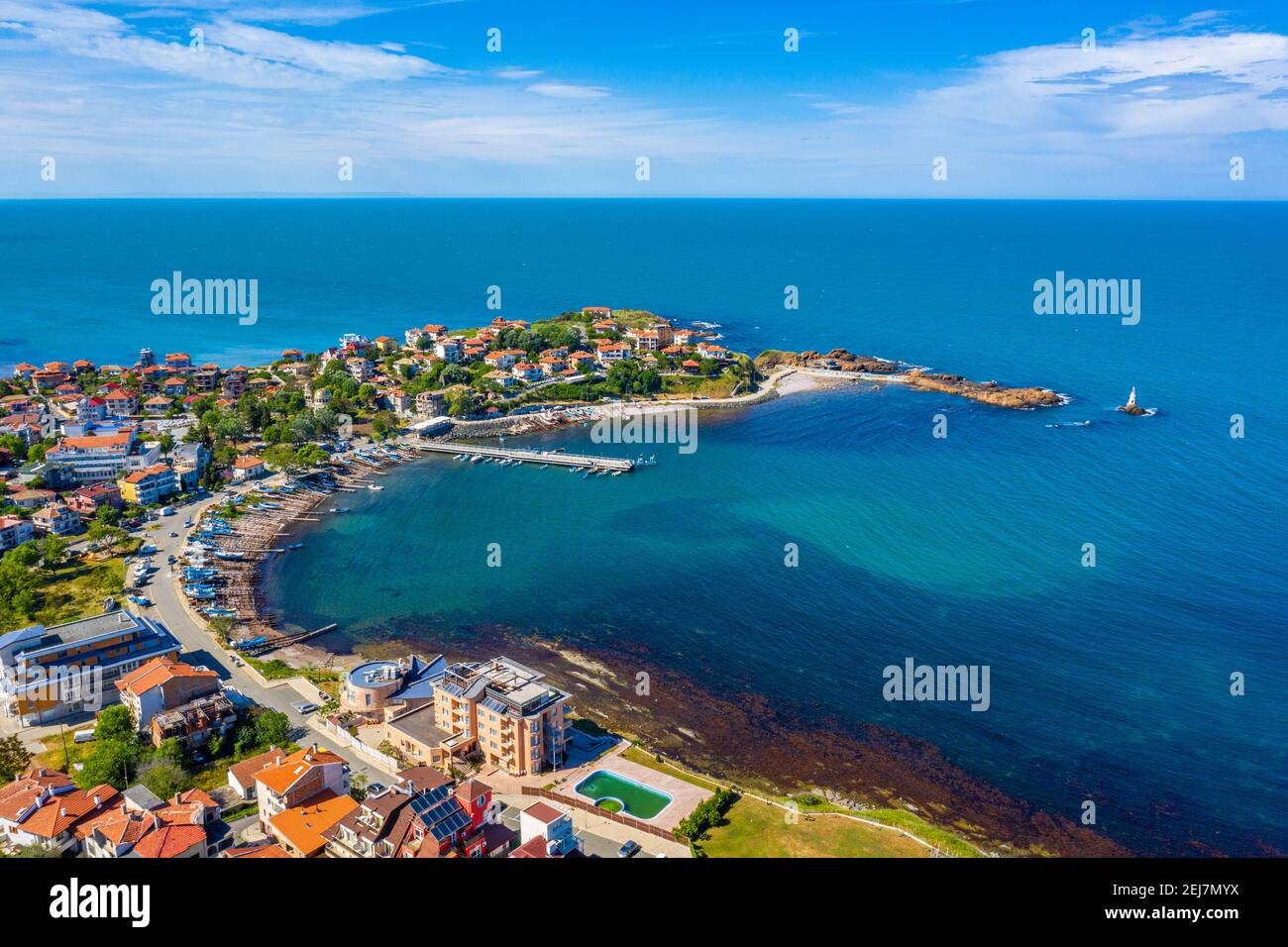 Aerial view of Bulgarian seaside town Ahtopol Stock Photo - Alamy