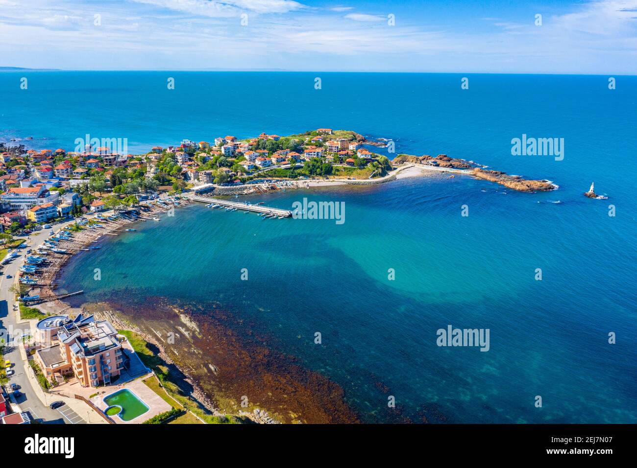 Aerial view of Bulgarian seaside town Ahtopol Stock Photo - Alamy