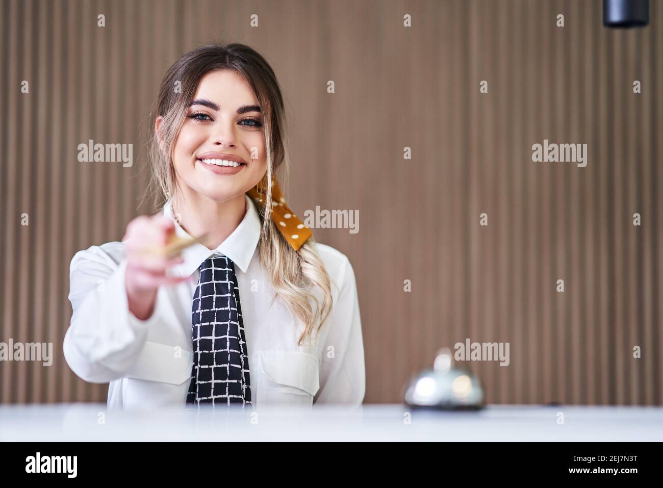 Hotel receptionist female service staff hi-res stock photography and ...