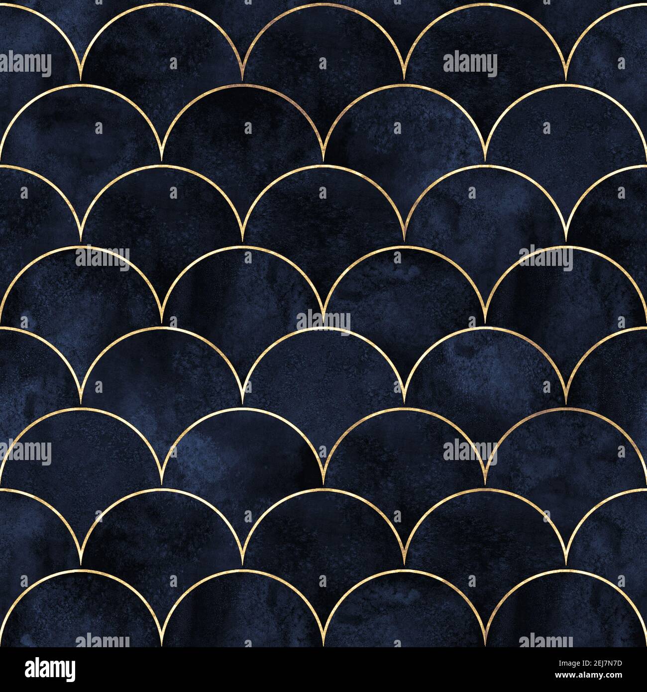 Luxury waves japanese mermaid fish scale golden seamless pattern ...