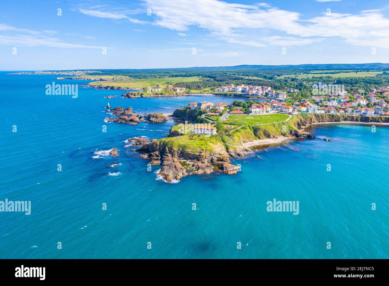 Aerial view of Bulgarian seaside town Ahtopol Stock Photo - Alamy
