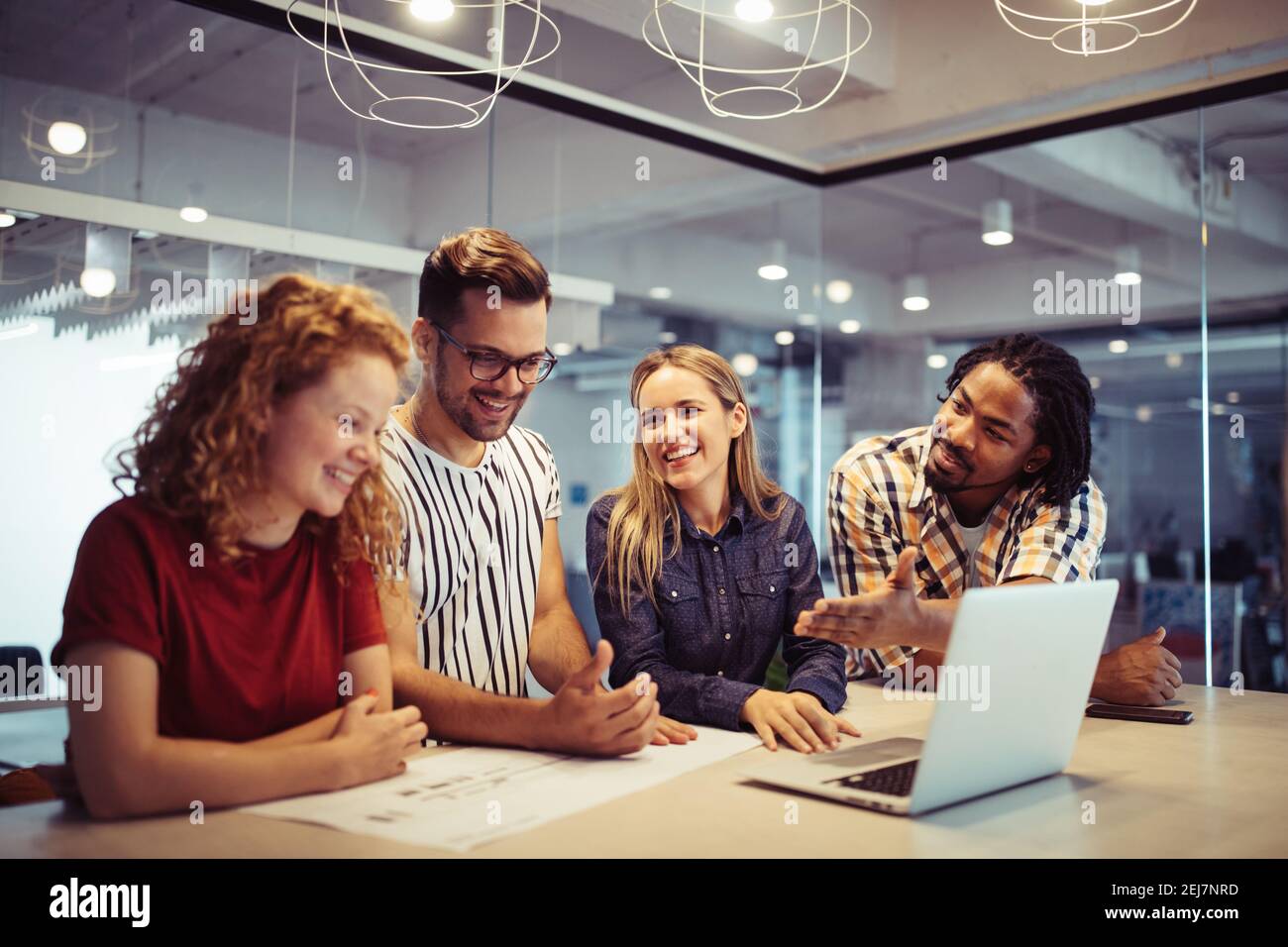 Successful company with happy employees in modern office Stock Photo ...