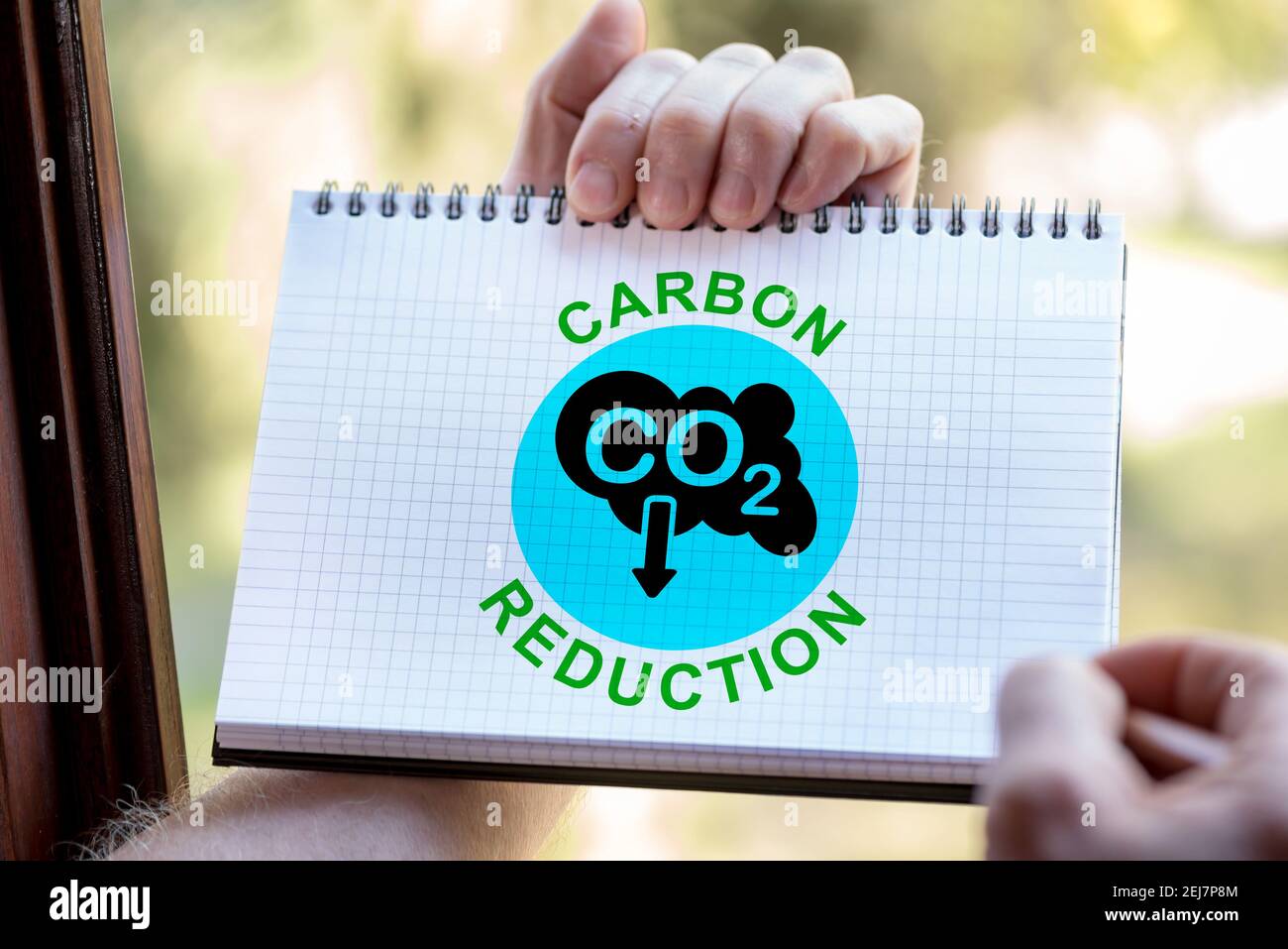 Hand drawing carbon reduction concept on a notepad Stock Photo - Alamy