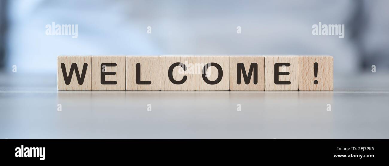 Welcome on wooden cubes hi-res stock photography and images - Alamy
