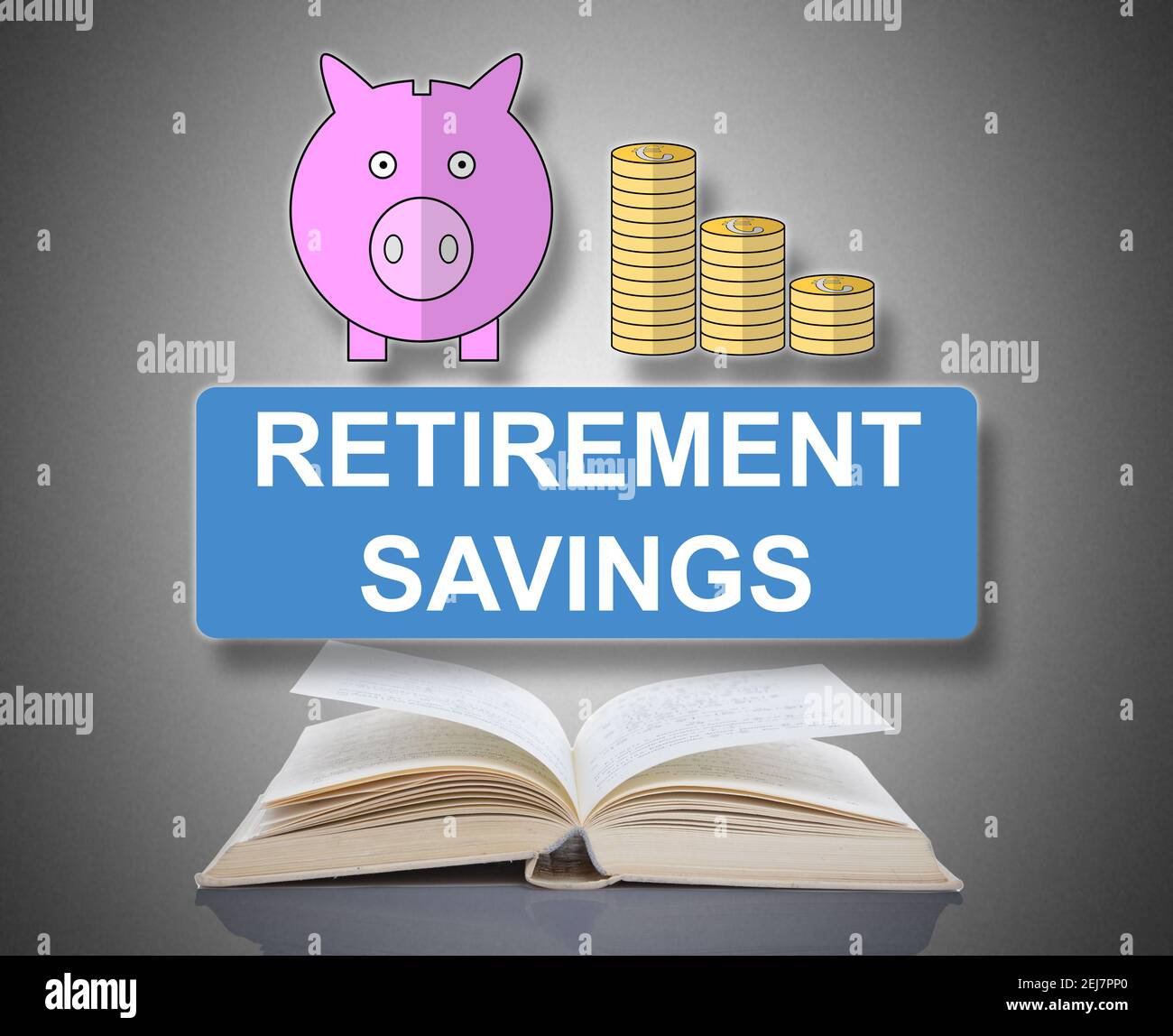 Retirement savings concept above an open book Stock Photo - Alamy