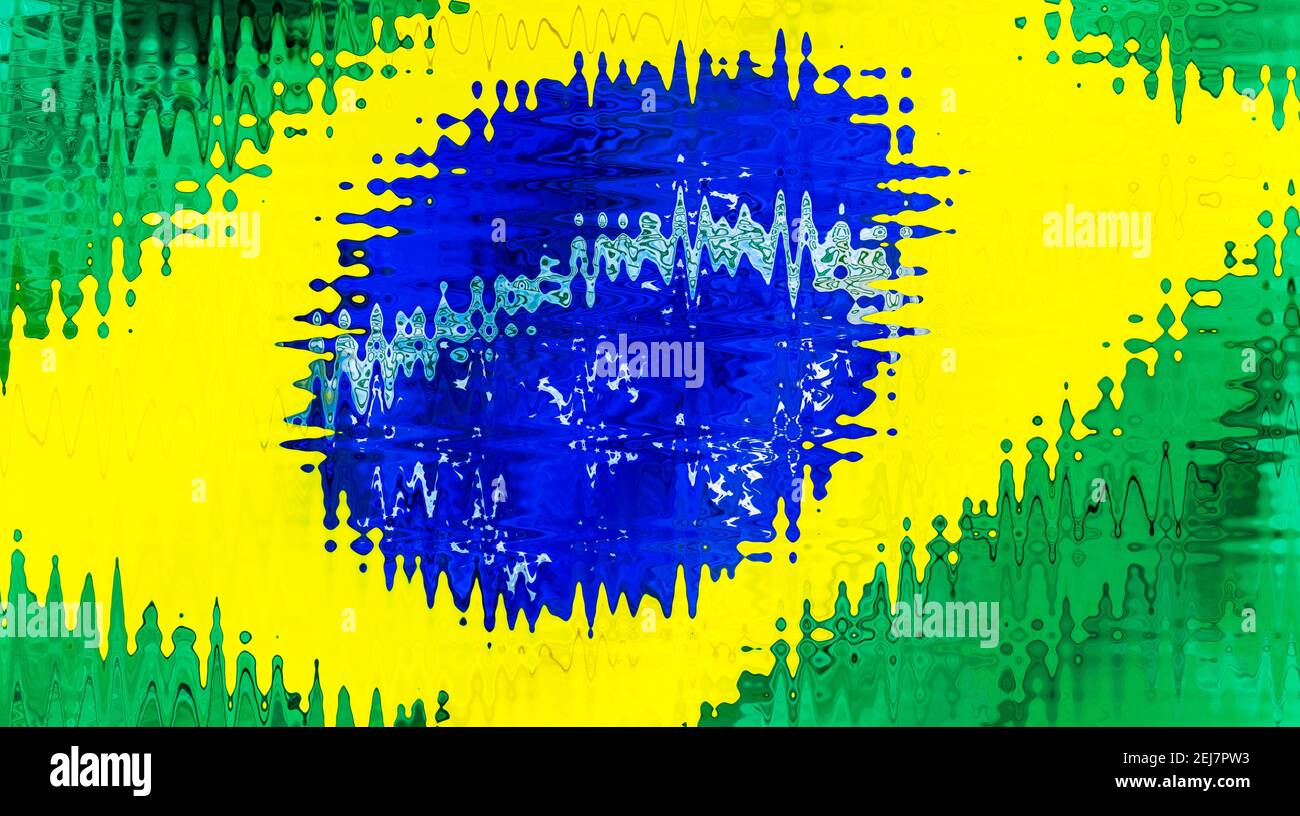 Illustration of the flag of Brazil with liquid paint patterns Stock ...