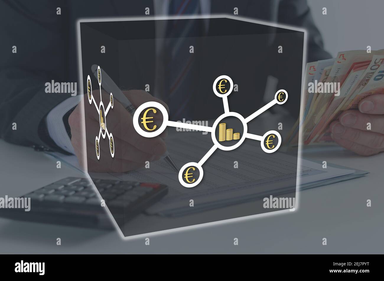 Banking network concept illustrated by a picture on background Stock ...