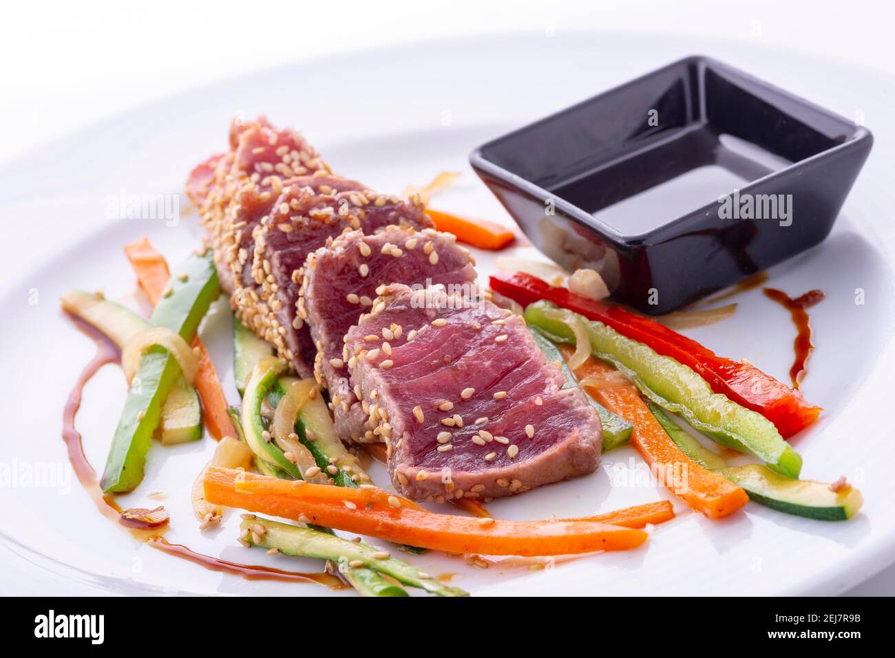 Teriyaki, typical Japanese dish of red tuna Stock Photo - Alamy