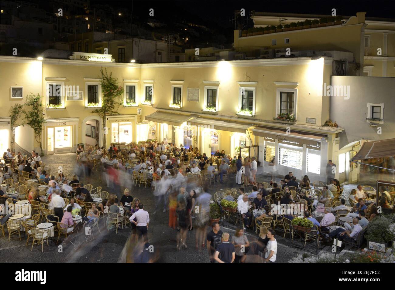 Italy, Capri : Capri Island - La Piazzetta - nightlife at Piazza ...