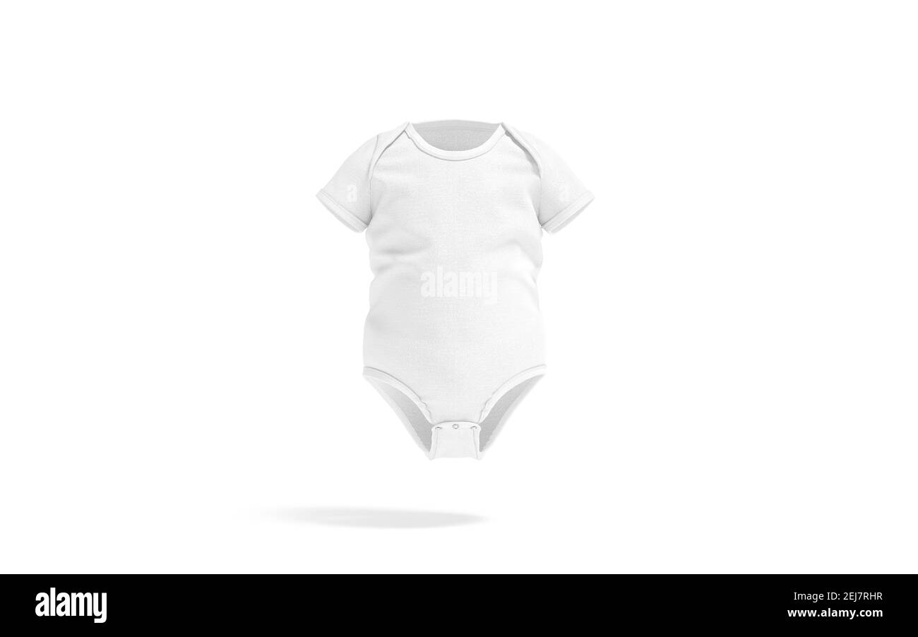 Blank white half sleeve baby bodysuit mock up, front view, 3d rendering ...