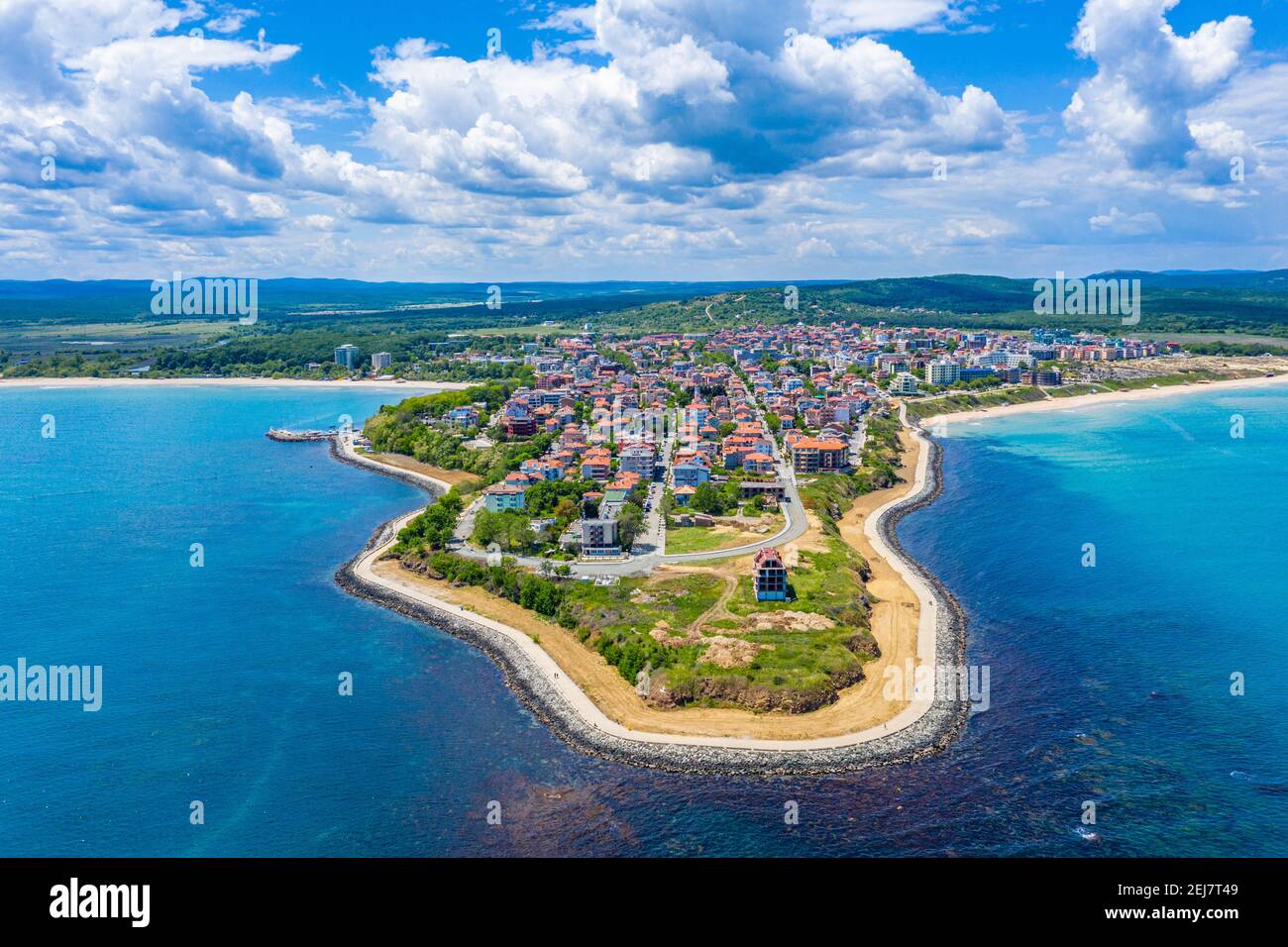 Aerial view of Bulgarian seaside town Primorsko Stock Photo - Alamy