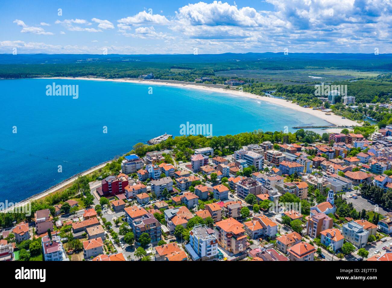 Aerial view of Bulgarian seaside town Primorsko Stock Photo - Alamy