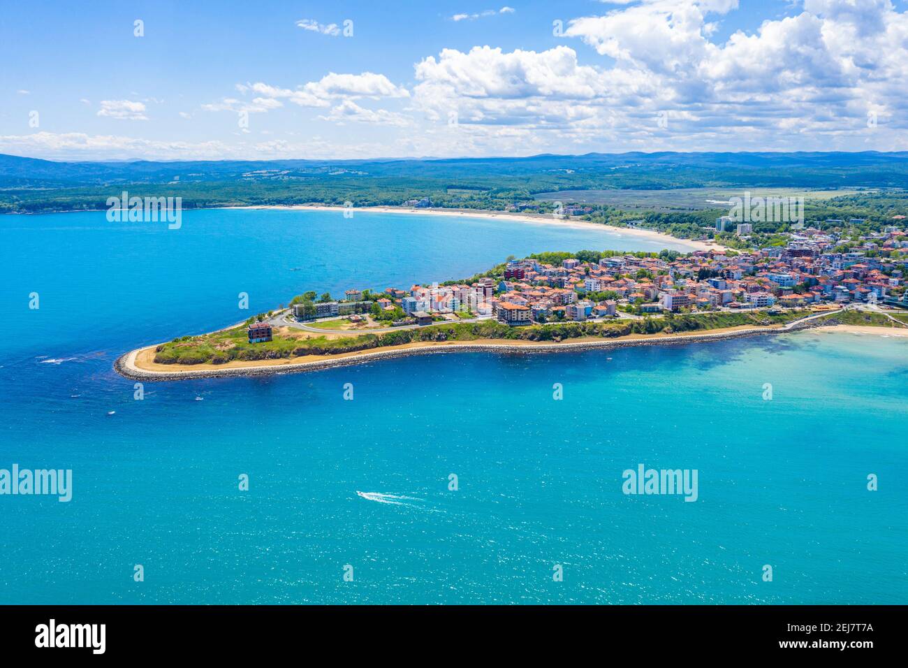 Aerial view of Bulgarian seaside town Primorsko Stock Photo - Alamy