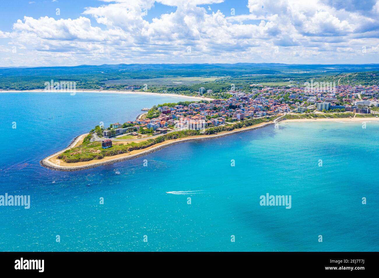 Aerial view of Bulgarian seaside town Primorsko Stock Photo - Alamy