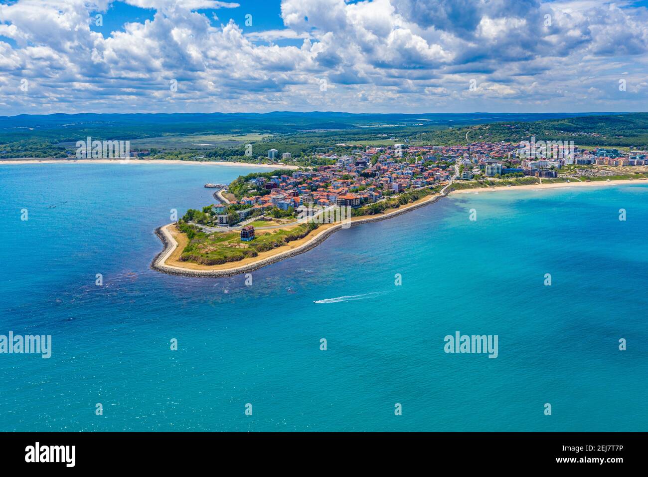 Aerial view of Bulgarian seaside town Primorsko Stock Photo - Alamy