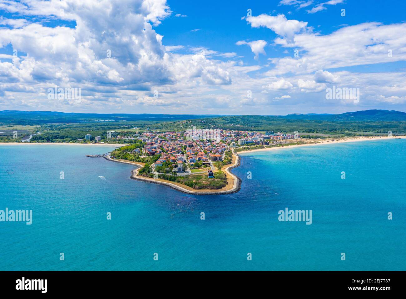 Aerial view of Bulgarian seaside town Primorsko Stock Photo - Alamy