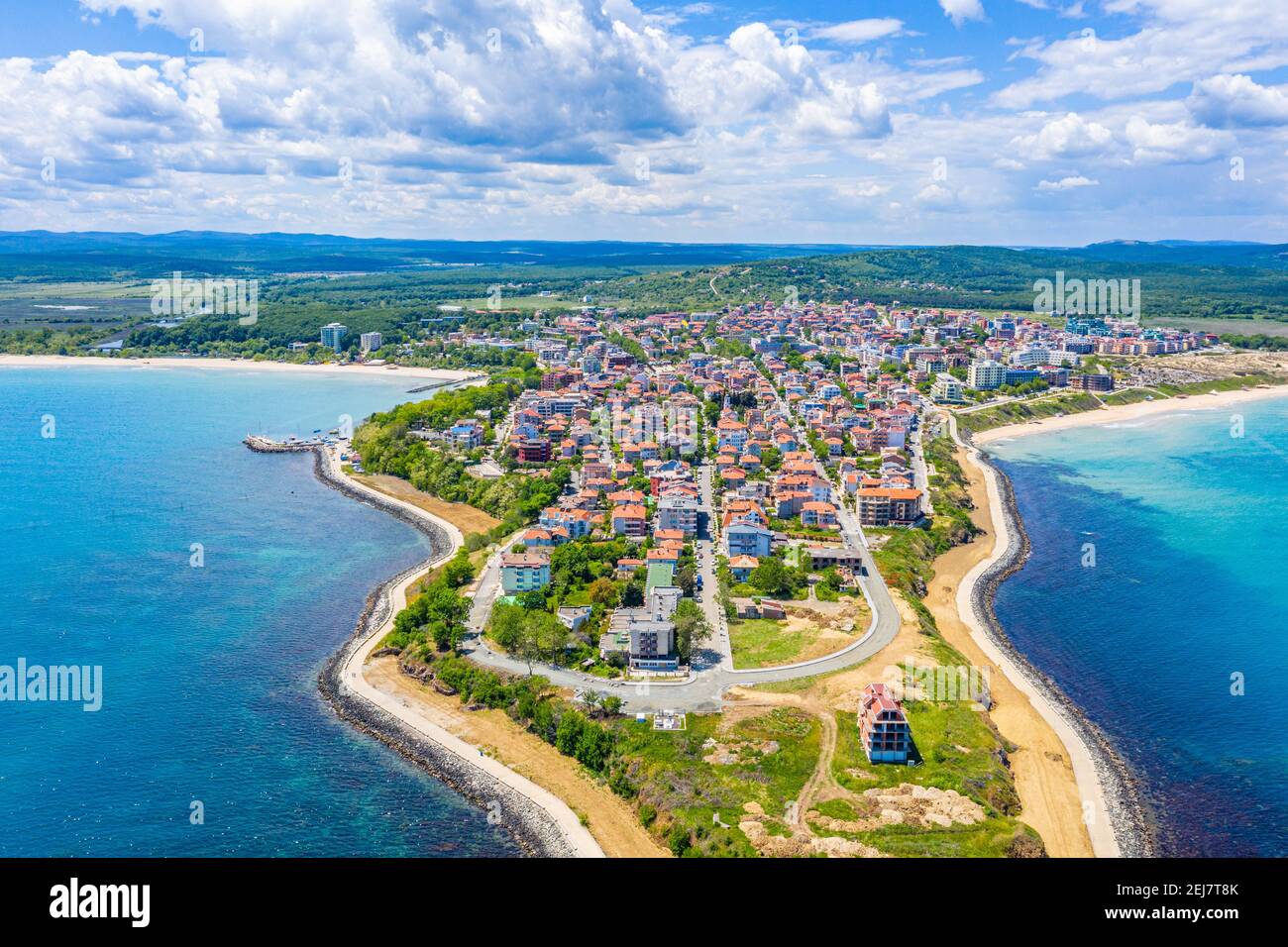 Aerial view of Bulgarian seaside town Primorsko Stock Photo - Alamy
