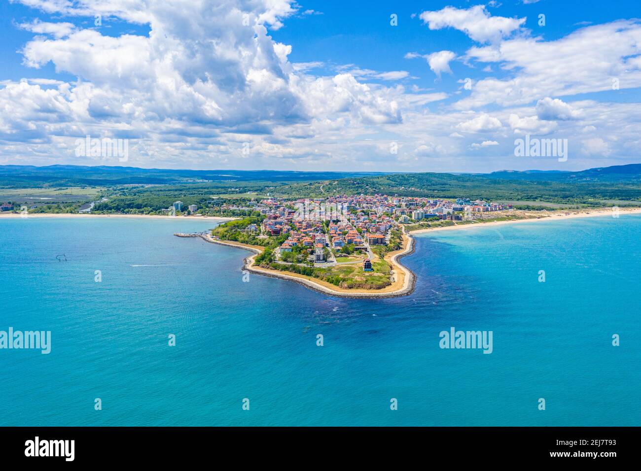 Aerial view of Bulgarian seaside town Primorsko Stock Photo - Alamy