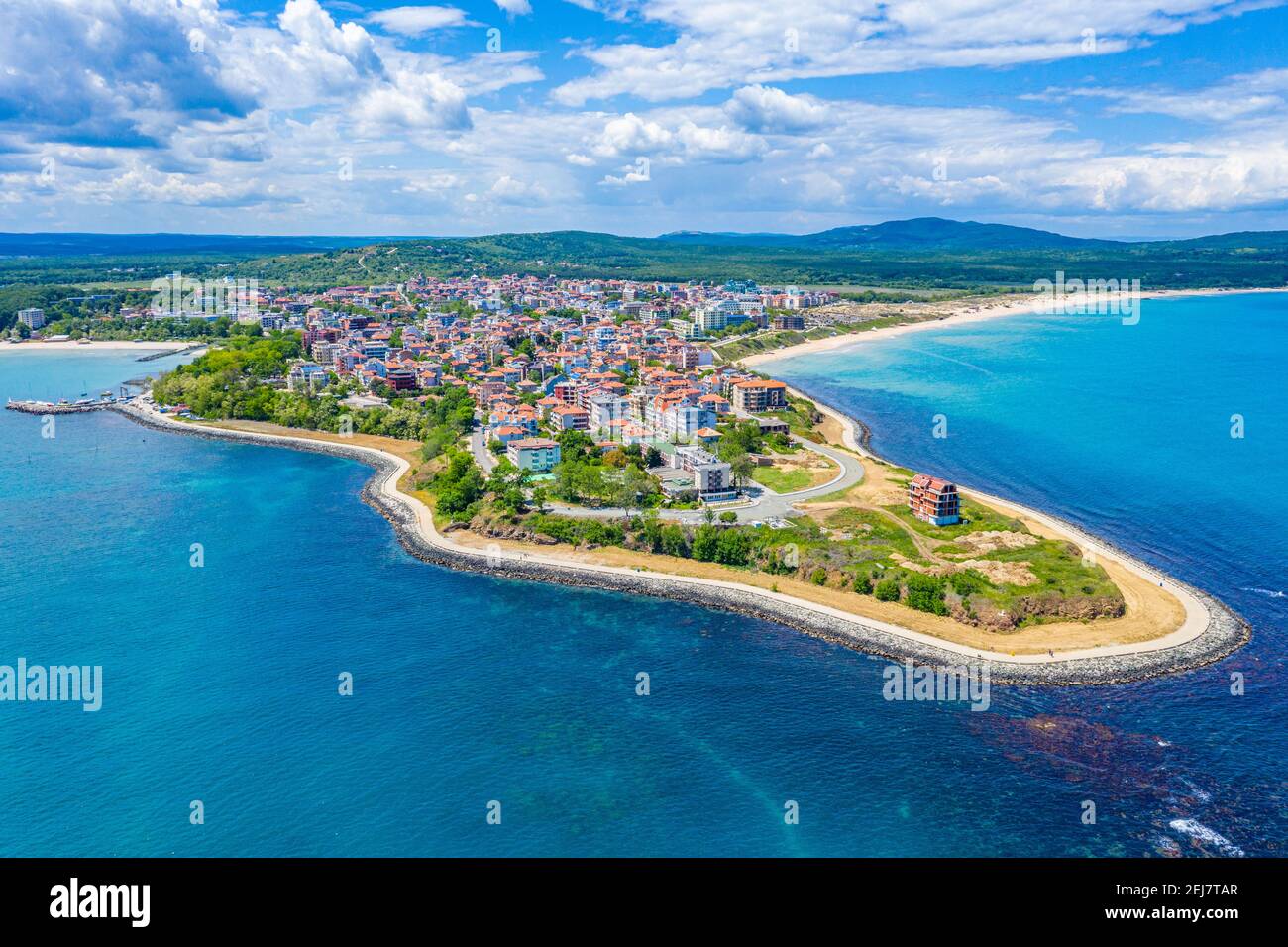 Aerial view of Bulgarian seaside town Primorsko Stock Photo - Alamy
