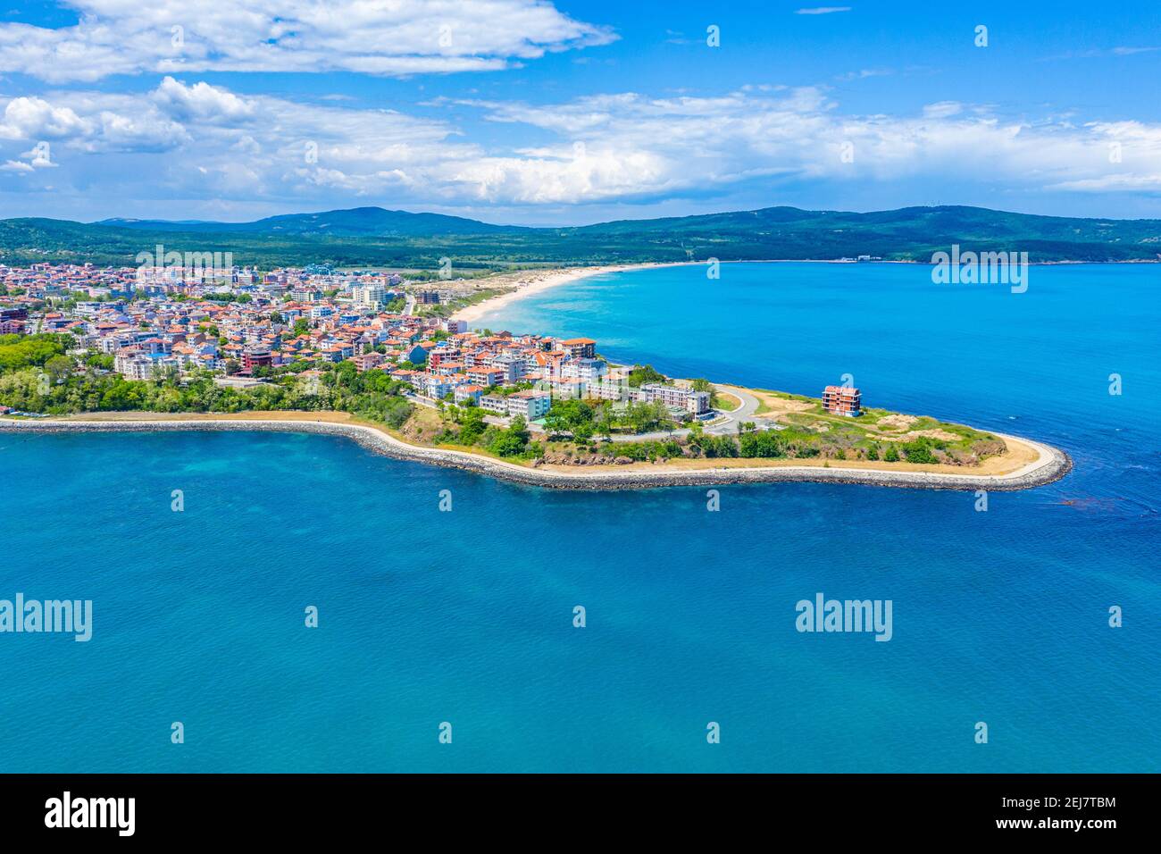 Aerial view of Bulgarian seaside town Primorsko Stock Photo - Alamy