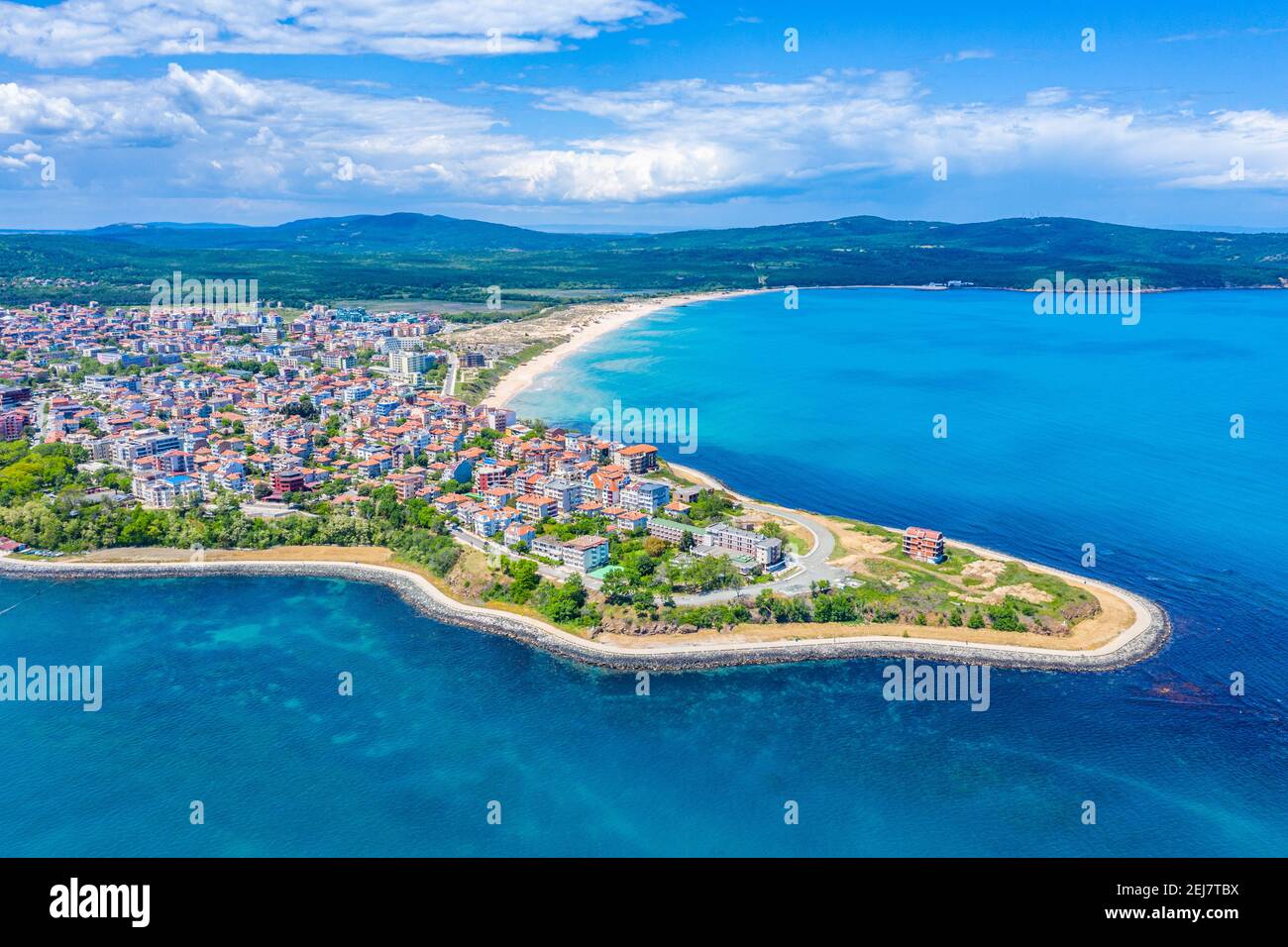 Aerial view of Bulgarian seaside town Primorsko Stock Photo - Alamy
