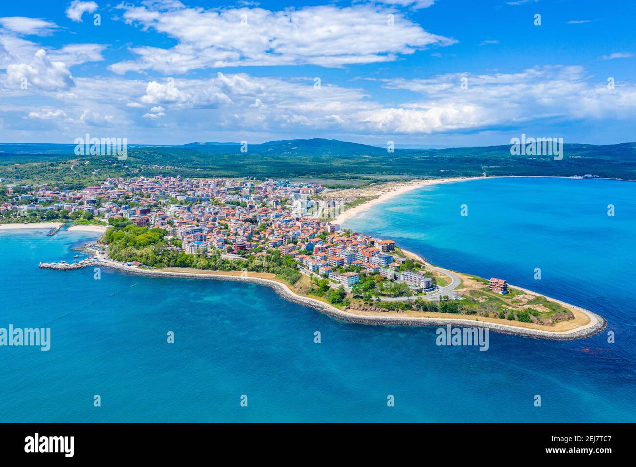 Aerial view of Bulgarian seaside town Primorsko Stock Photo - Alamy