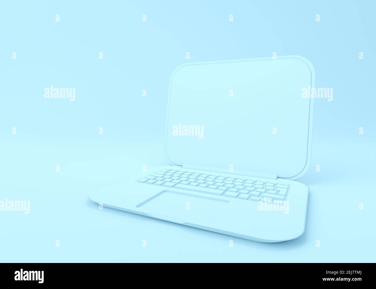 Blue laptop with blank screen mockup on blue background Stock Photo - Alamy