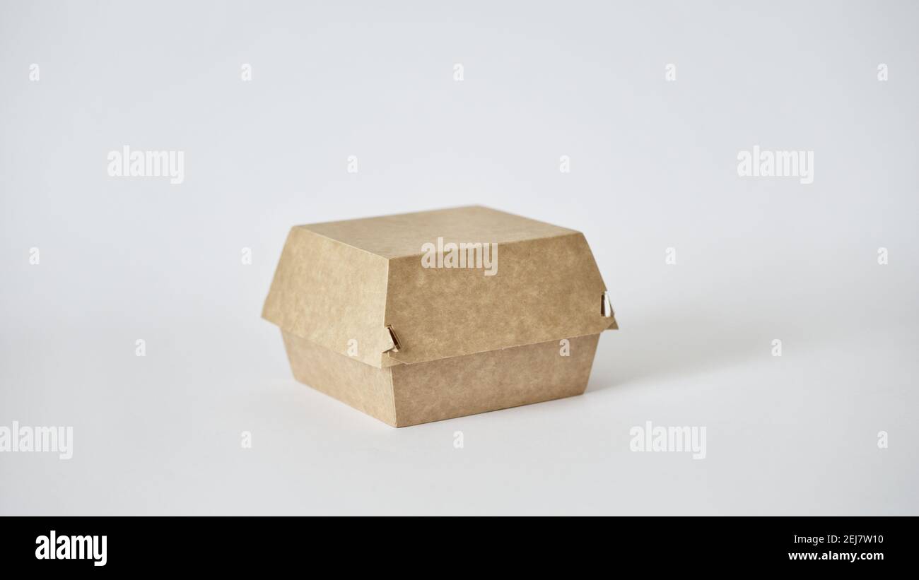 Closed empty blank craft cardboard food container. Hamburger sandwich ...
