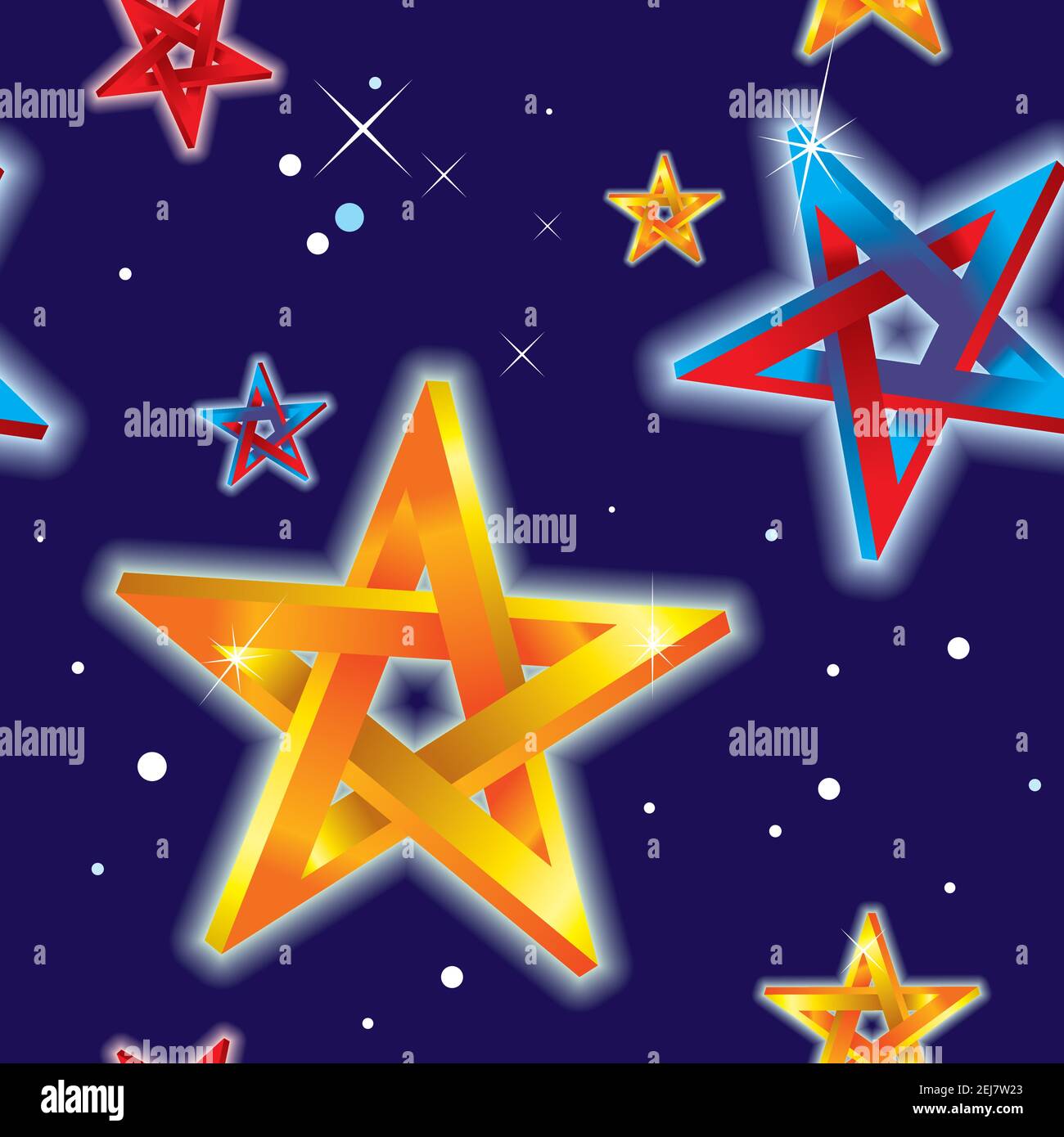 Seamless pattern with bright stars on a dark background. Optical ...