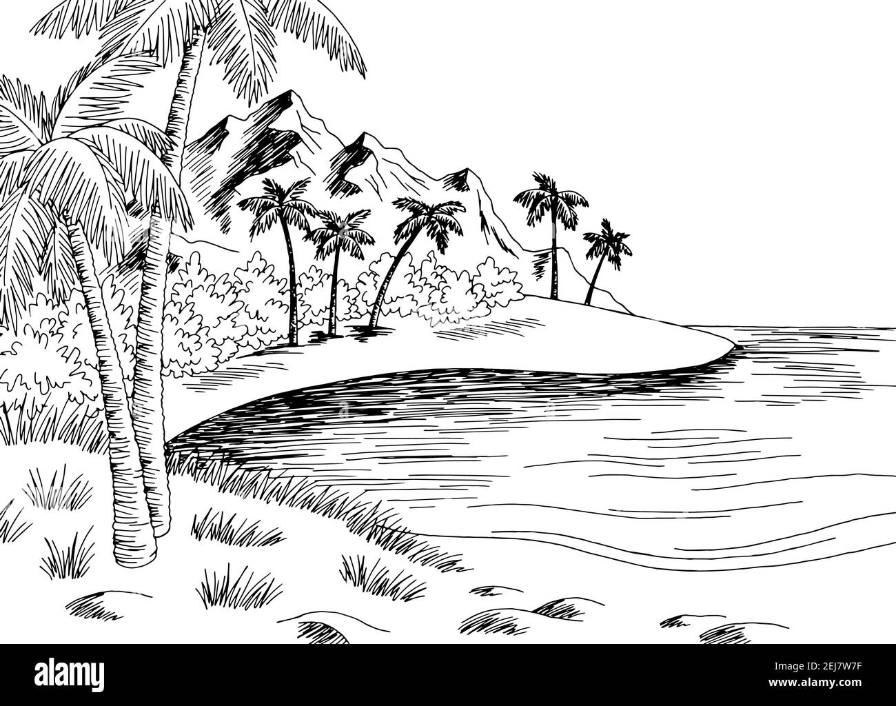 Beach Landscape Drawing