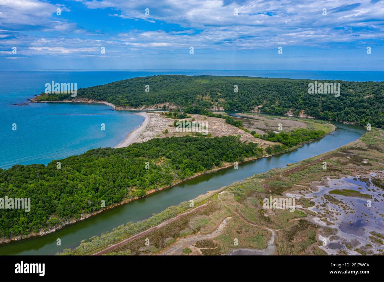 Aerial view of estuary of the Ropotamo river in Bulgaria Stock Photo ...