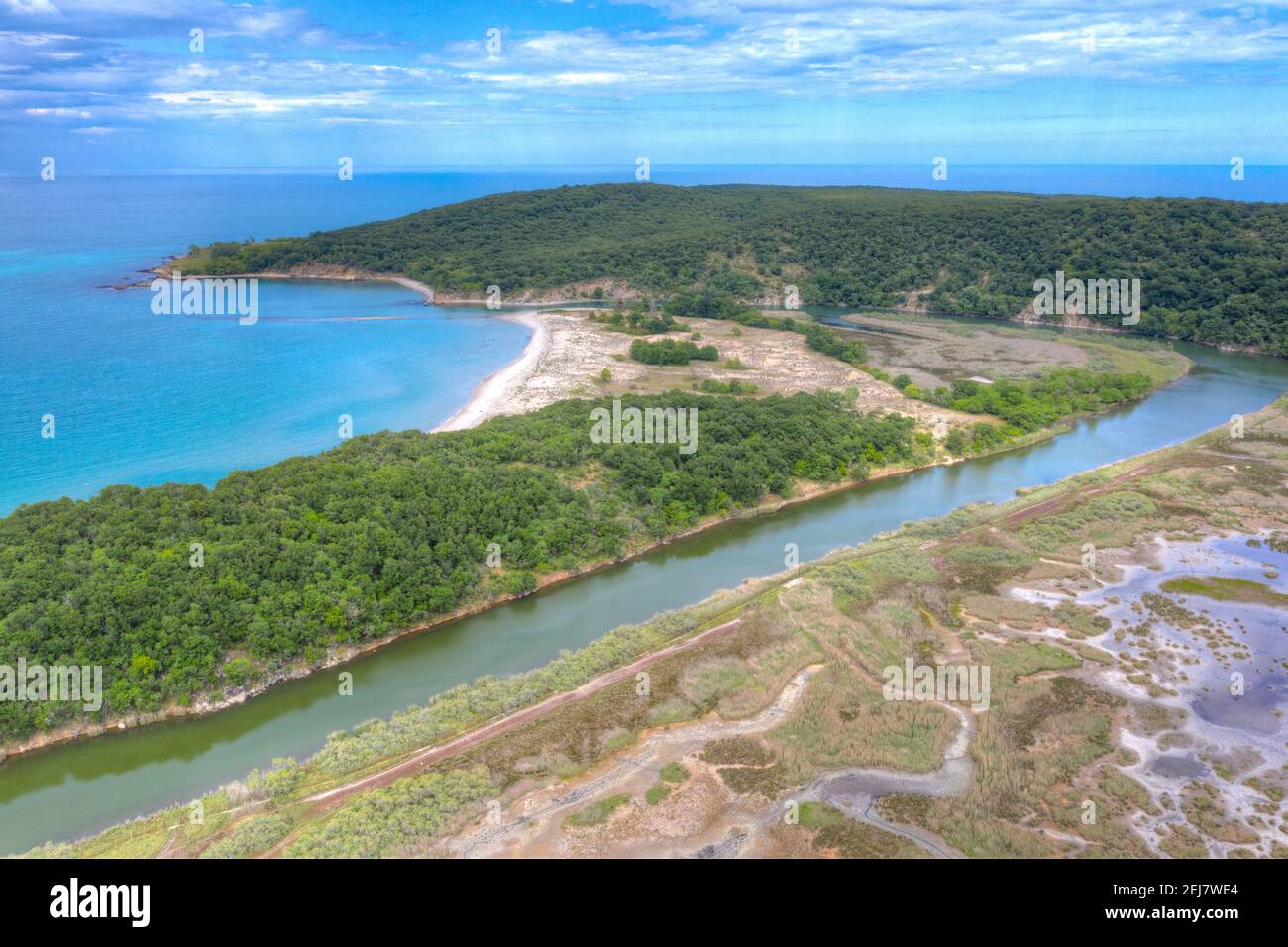 Aerial view of estuary of the Ropotamo river in Bulgaria Stock Photo ...