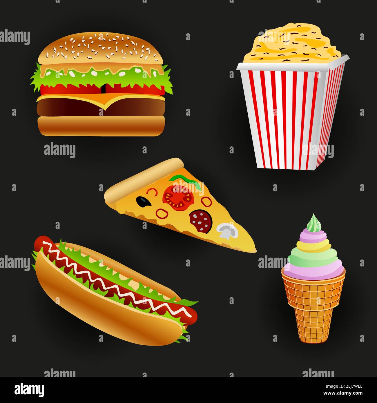 fast food set black background Stock Vector Image & Art - Alamy