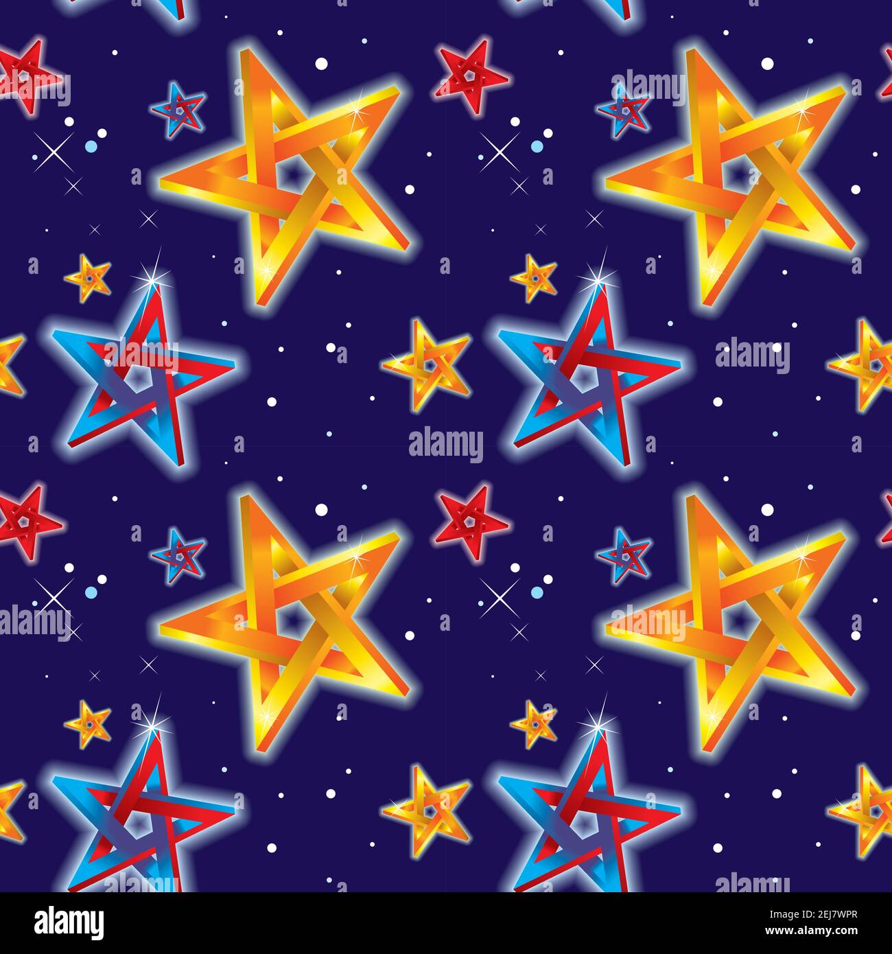 Seamless pattern with bright stars on a dark background. Optical ...